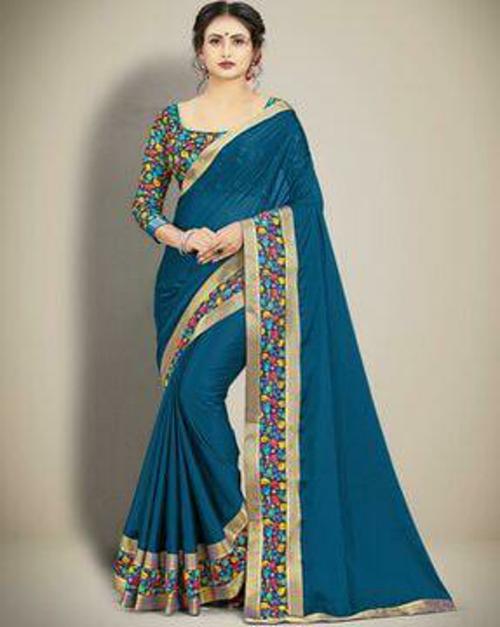 Buy Rajshree Women Blue Rangoli Saree with Blouse Online at Best Prices ...