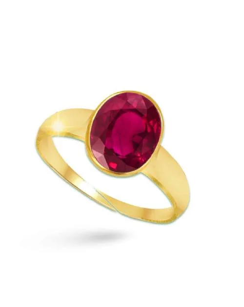 Buy Ceylonmine Ruby Manik Stone Ring With Gold plated Online at Best ...