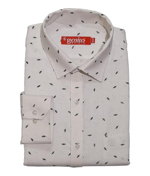 Buy Genius Shirts 100% Cotton White Print Full Sleeve Shirt for Men (42 ...