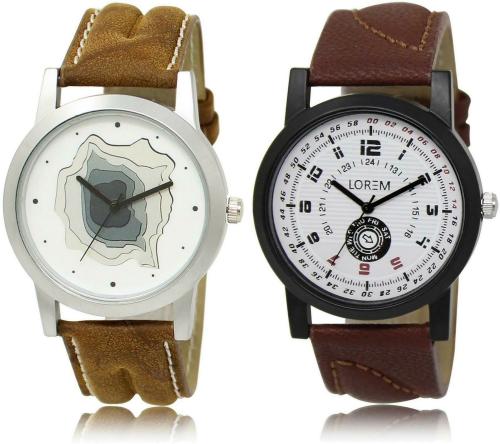 Buy LOREM Multi-color Analog Watch For Men Pack of 2 Watches Online at ...