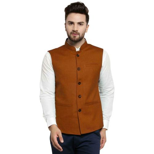 Buy TREEMODA Men Brown Jute Nehru Jacket Online at Best Prices in India ...