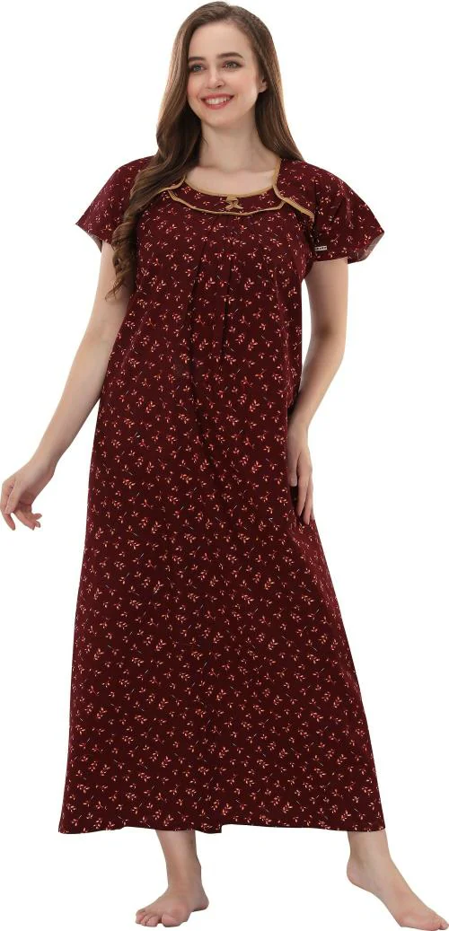 Buy shree balaji maxi Women Nighty (Maroon) Online at Best Prices in ...