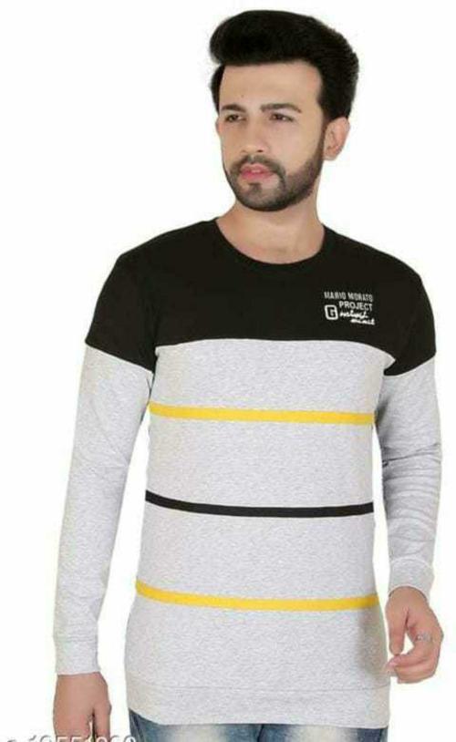 Buy RDS GARMENT HUB Men Grey Cotton Blend Colorblock Tshirt (L) Online ...