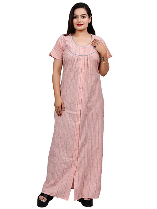 Buy NACNO Women's Printed Cotton Frock Nighty/Maxi/Nightgown Online at ...