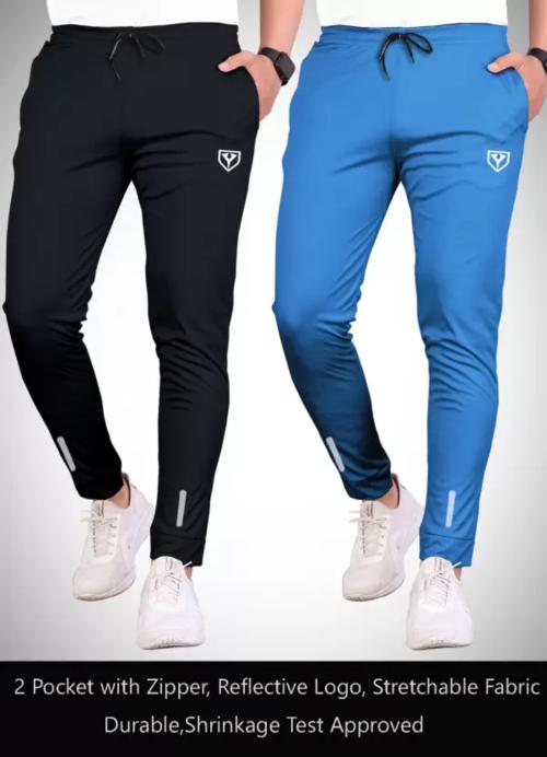 Buy YAZOLE Pack of 2 Men Solid Black & Blue Track Pants ( S ) Online at ...