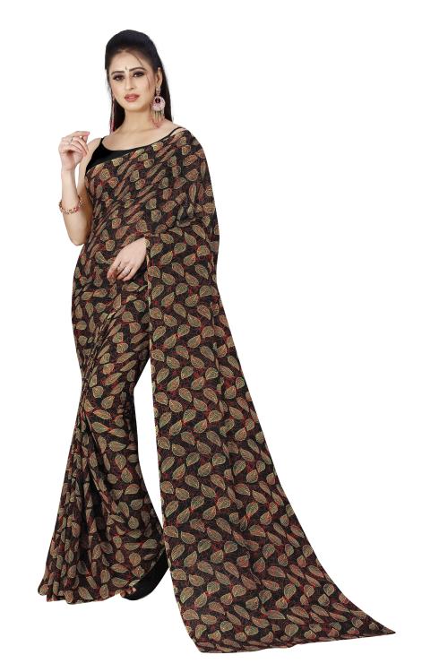 Buy Anand Women Multicolor4 Self Design Pattern Georgette Single Saree ...
