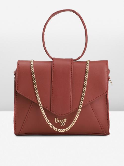 Buy BAGGIT Maroon Solid Polyurethane (PU) Envelope Clutch For Women ...