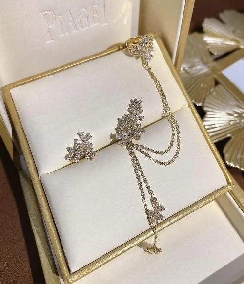 Buy DESTINY JEWEL'S Korean Style Flower Shaped Rhinestone Decor Long ...