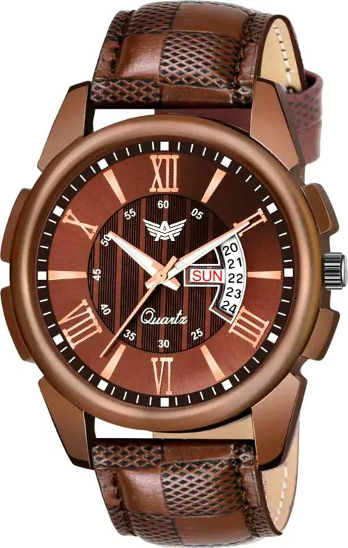 Buy Abrexo Brown Analog Watch For Men (8114-BR BROWN DAY & DATE) Online ...