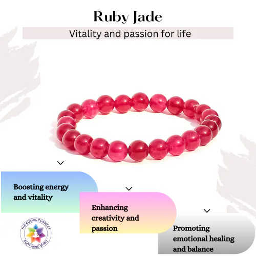 Buy The Cosmic Connect Natural Ruby Jade 8mm Healing Bracelet for ...