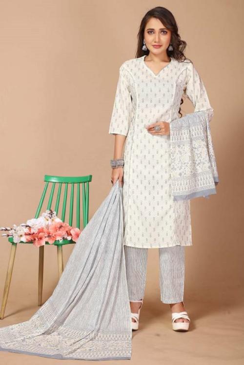 Buy PASIKA Women Pure Cotton Kurti Pant Dupatta Set -white (XXL) Online at Best Prices in India ...
