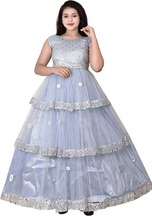 Buy Naarz Fashion Girls Light Blue Solid Net Maxi Gown Dress (5 to 6 Years) Online at Best ...