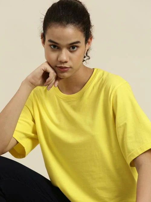 Buy Dillinger Yellow Solid Oversized T-Shirt Online at Best Prices in India - JioMart.