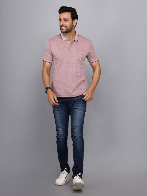 Buy JAGURO Men Solid Polo Neck Cotton Blend T-Shirt Online at Best ...