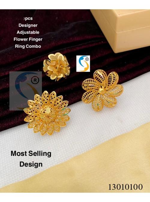 Buy shreenathji jewellery3PCS ADJUSTABLE FLOWER RING COMBO Adjustable ...