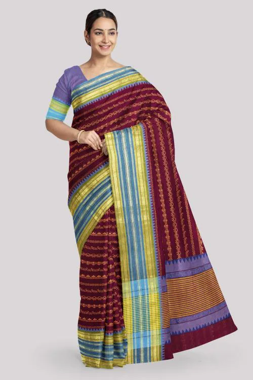 Buy KSR HANDLOOMS PRINTED KANCHI COTTON SAREE Online at Best Prices in ...