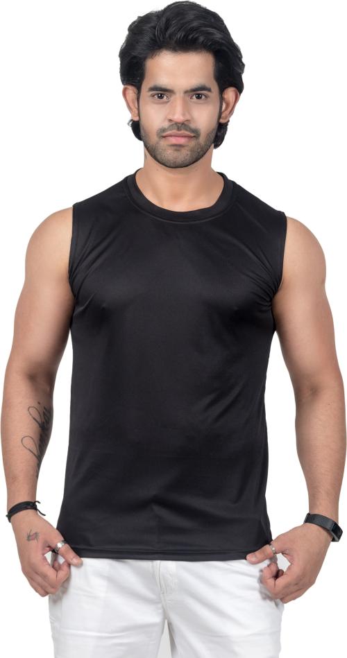 Buy PRIME PLUS Black Solid Round Neck Sando Vest - XL Online at Best ...