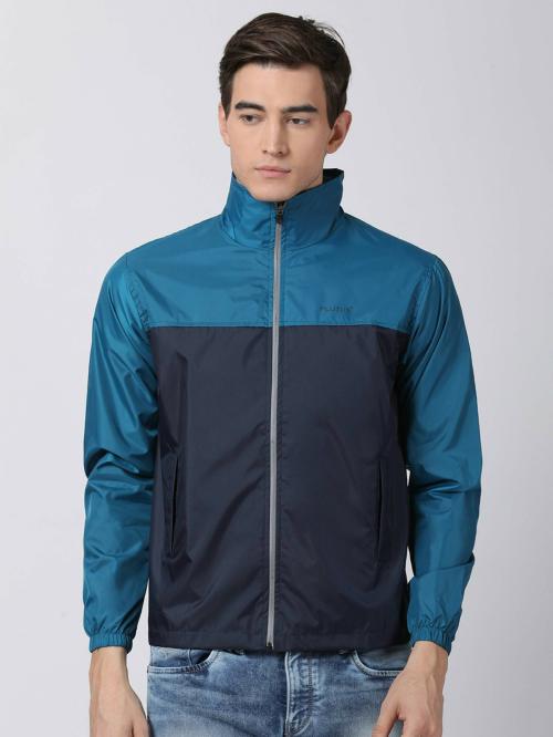 Buy Plutus Men Dark Blue and Blue Solid Nylon Wind Cheater M Online at ...