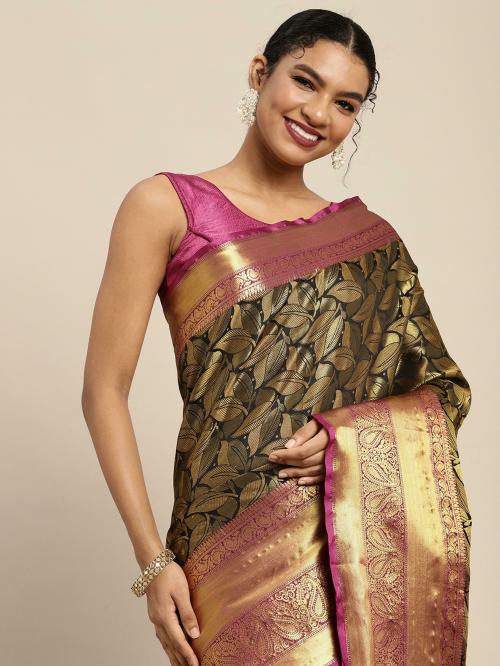 Buy Silk Land Women Black Woven Design Pure Silk Saree ( One Size) Online at Best Prices in ...