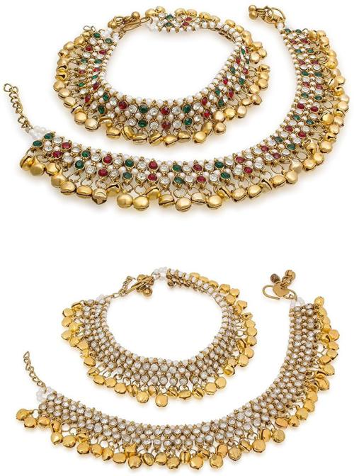 Buy Charms Alloy Gold Anklets For Women (Pair Of 2) Online at Best ...