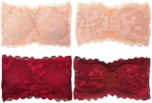 Buy Baquax Beige, Maroon Net Pack Of 2 Tube Lightly Padded Bra - 28B ...