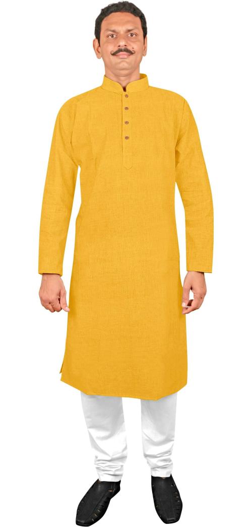 Buy ROOTS4 CREATION Men Yellow Self Design Pure Cotton Kurta And Pyjama Set (M) Online at Best ...