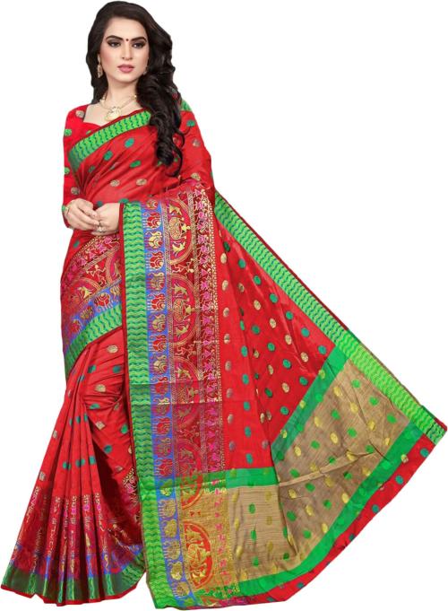 Buy Mermaid Ocean Woven Kanjivaram Silk Blend Saree (Red) Online at Best Prices in India - JioMart.