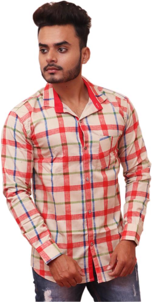 Buy PP SHIRTS Men White Checkered Cotton Blend Spread Casual Shirt (L ...