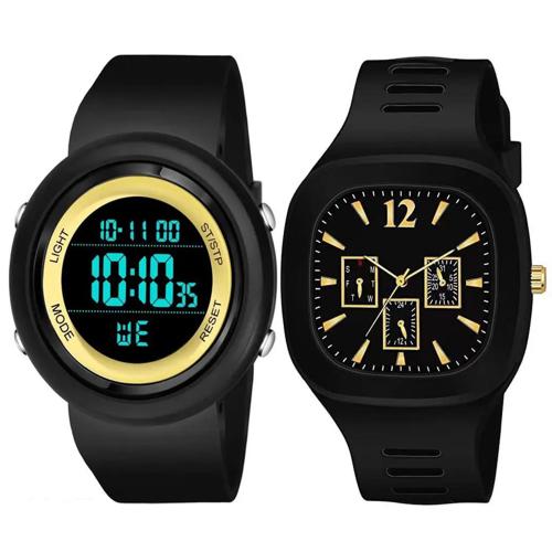 Buy Red Fish New Golden and Black Round Shape Dial Digital Waterproof ...