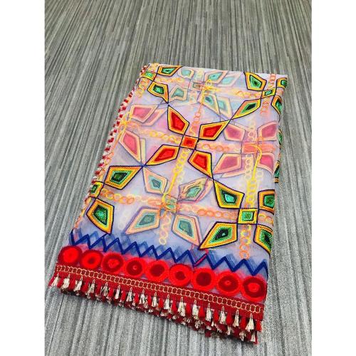 Buy Miss Lady Fashion Women's Heavy White Colour Net Embroidered Fancy phulkari work Dupatta for ...