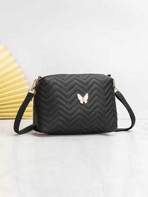 Buy Baffy Black Leatherette Hand-Held Bag For Women Online at Best ...