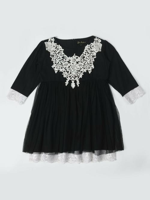 Buy Bella Moda Girls Fit and Flair Solid Full Sleeve Party Wear Dress ...