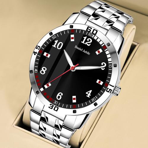 Buy Daniel Jubile Analog Black Dial Silver Strap Chain Watch For Men ...