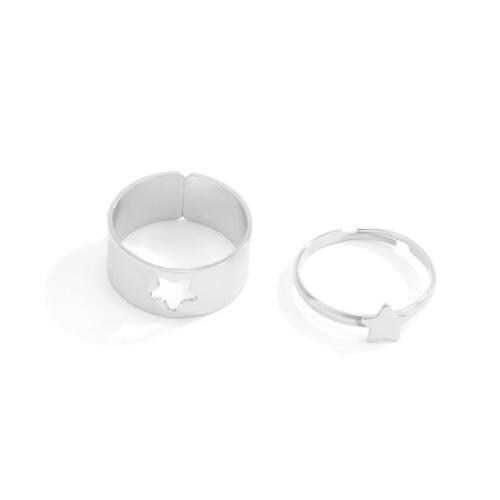 Buy Pinapes Star Shine Silver Couple Ring, King Queen, Partners Online ...