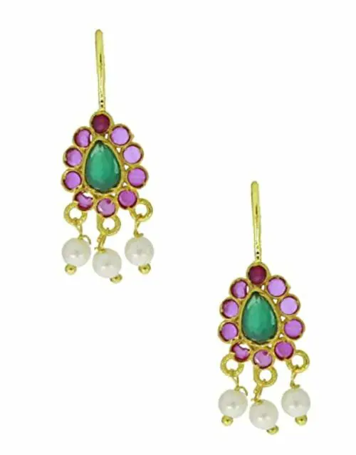Buy Anuradha Art Jewellery Gold Plated Traditional Bugadi Clip-On Earrings Pink (Women) Online ...