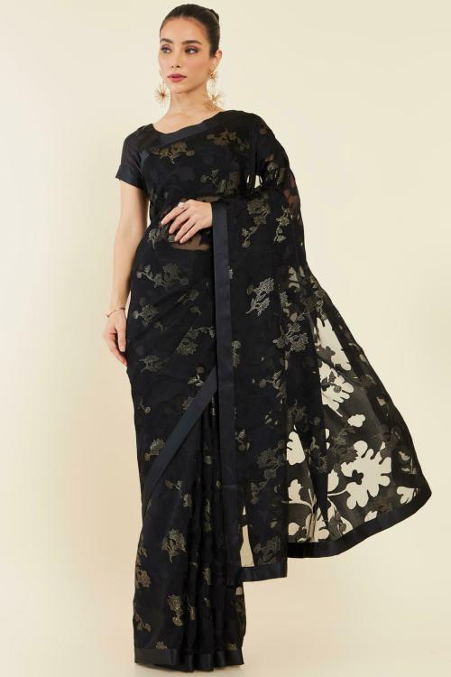 Buy SOCH Women Black Woven Single Saree (Free Size) Online at Best ...