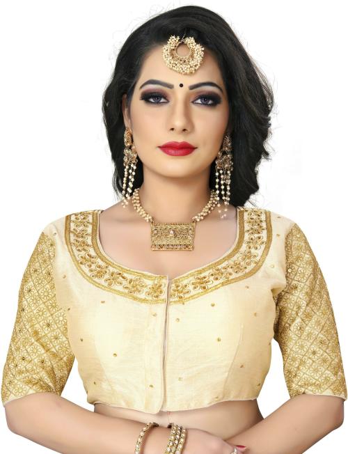Buy Jay Pal Women White Embriodered Art Silk Round Neck Blouse Online ...