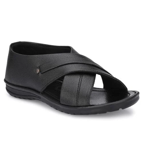Buy WoYaK Black Cross Synthetic Roman Sandal For Men Online at Best ...