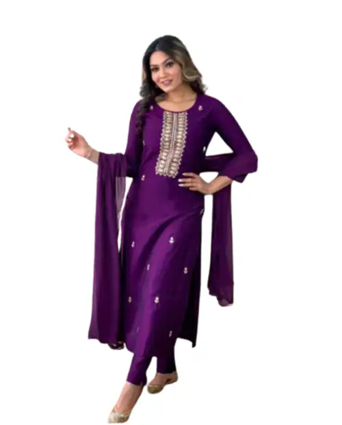 Buy NAIYAA FASHION Women's Rayon Slub Sequence Embroidery Work Straight ...