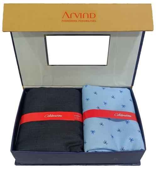 Buy Arvind Polycotton Blue print Shirt & Trouser Fabric Online at Best ...