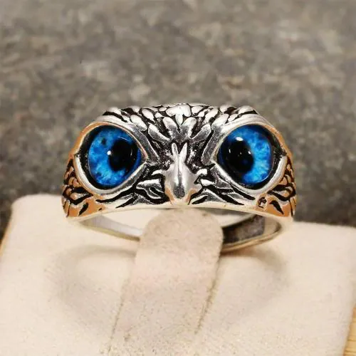 Buy Blue Demon Eyes Owl/Ullu Bird Face Design Thumb Finger Ring ...
