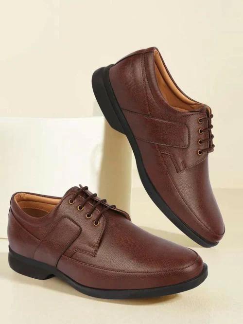 Buy FAUSTO Men Brown Formal Side Strip Design Lace Up Shoes (12 UK ...