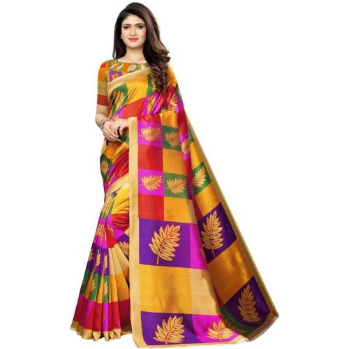 Buy Marabout Multicolor Mysore Silk Kalamkari Saree Online at Best ...