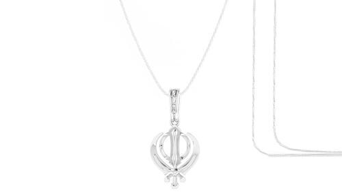 Buy Akshat Sapphire Pure Silver God Sikh Khanda Pendant With Chain ...