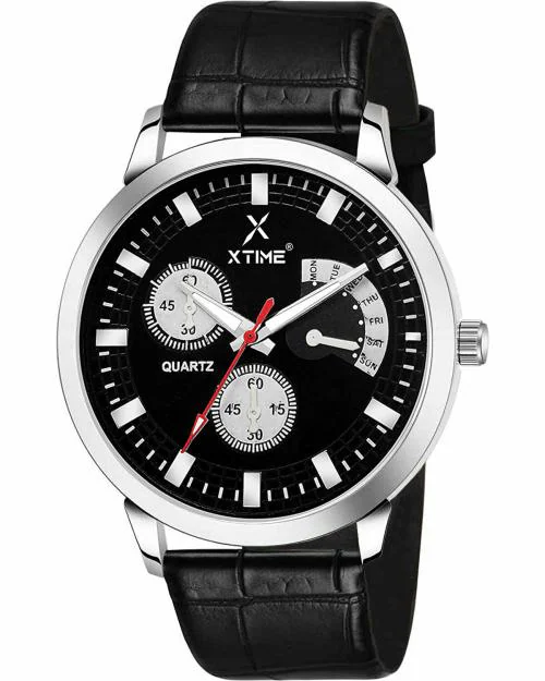 Buy XTIME Analogue Watch Black Dial & Black Leather Look Resin Strap ...