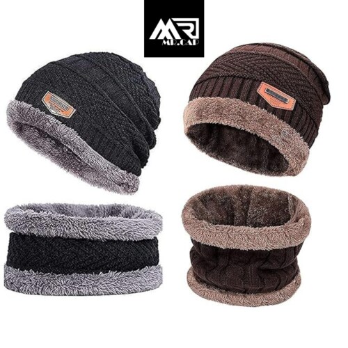 Buy Mr. Cap 2 Pairs Men's & Women's Snow Proof Inside Fur Warm Woolen ...