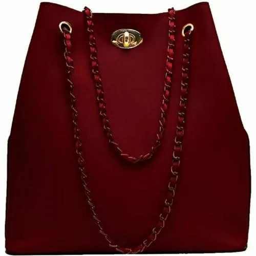 Buy Fargo Maroon Leather Shoulder Bag Maroon Chain Lock Online at Best ...
