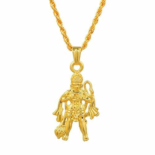 Buy morir Gold Plated Brass Standing Indian Hindu God Ram Bhakt Hanuman ...