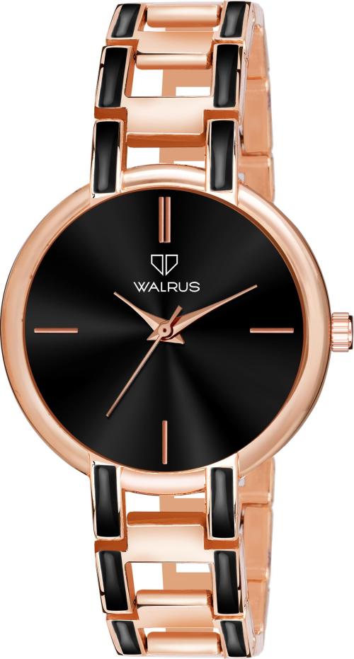 Buy Walrus Analog Black Dial Rose Gold Strap Watch For Women Online at ...