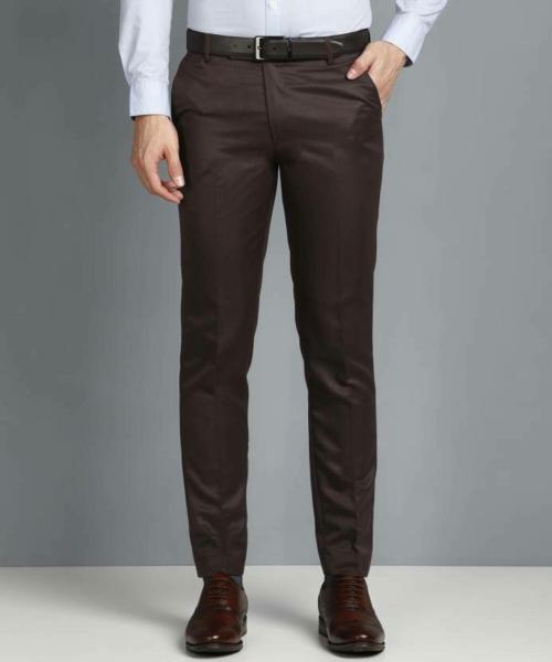 Buy CYPHUS Men Slim Fit Brown Viscose Rayon Trousers Online at Best ...